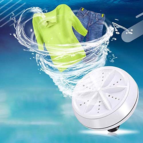 Greewen Mini Ultrasonic Washing Machine Portable Turbo Personal Rotating Washer, White