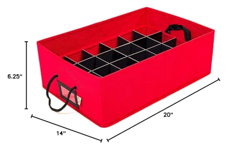 Santa's Bags [Christmas Ornament Storage Box with Dividers] - (Holds 48 Ornaments up to 3 Inches in Diameter) | Acid-Free Removable Trays with Separators | 2 Removable Trays