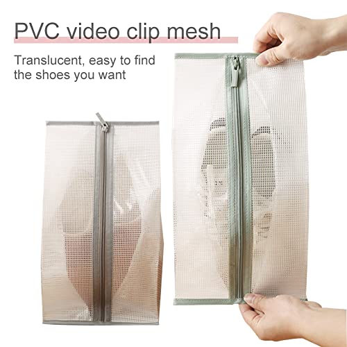 Veki Clear Waterproof Shoe Storage Bag for Travel and Daily Use Large Foldable Transparent Shoes Storage Packing Organizers Pouch with Zipper and Rope for Men Women(Green)