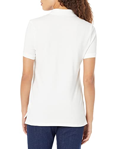 Amazon Essentials Women's Short-Sleeve Polo Shirt (Available in Plus Size), White, XX-Large