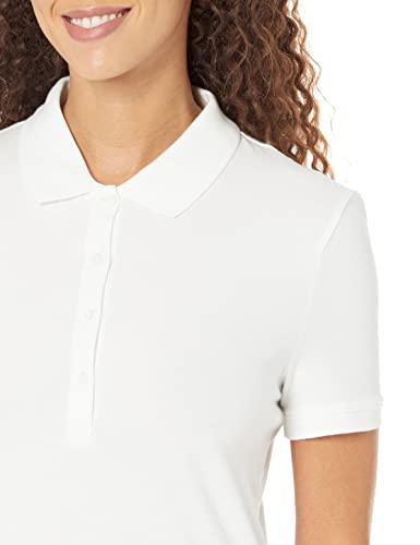Amazon Essentials Women's Short-Sleeve Polo Shirt (Available in Plus Size), White, XX-Large