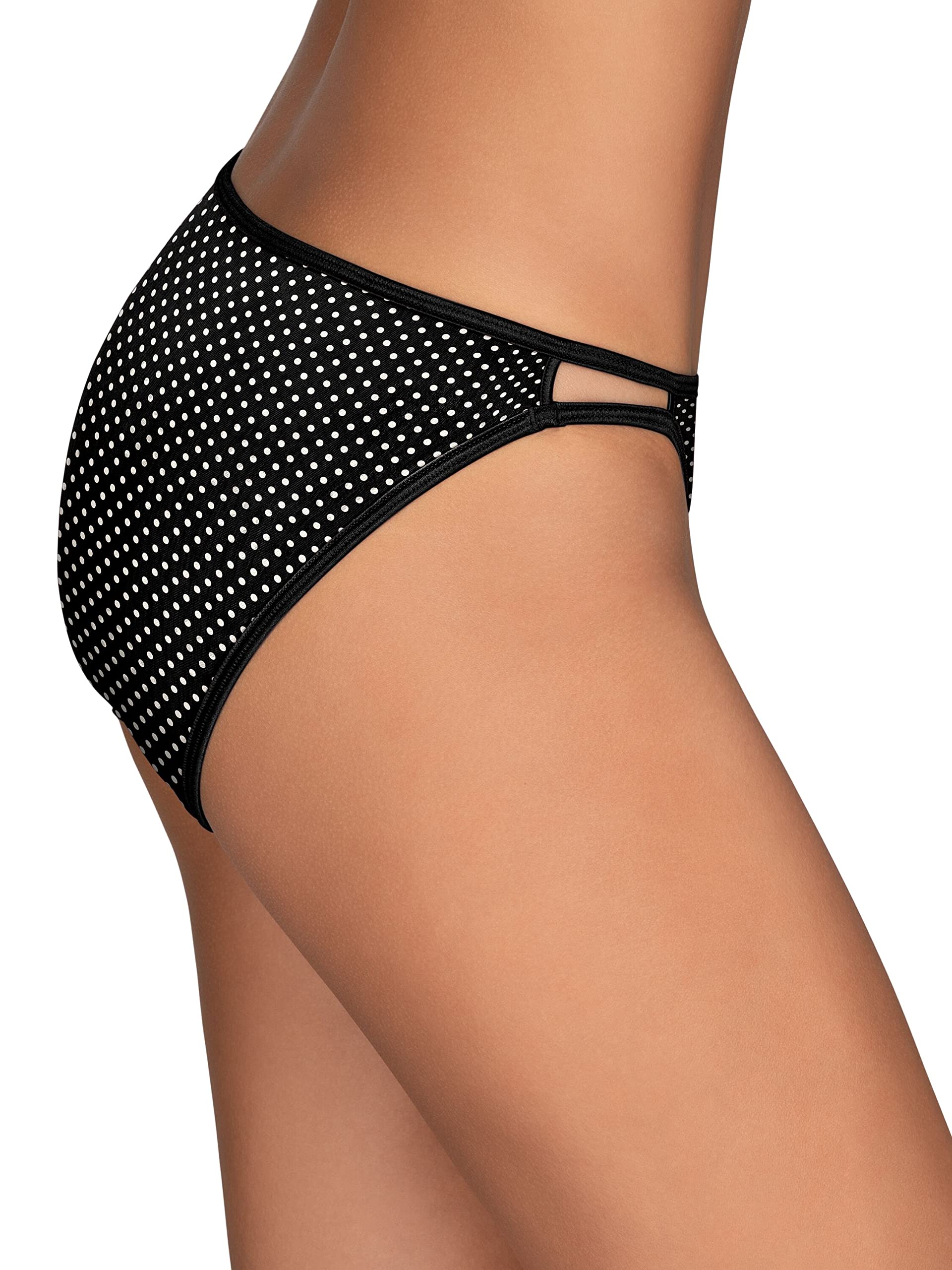 Vanity Fair Women's Illumination String Bikini Panties, Silky Stretch & Satin Trim, Premiere Dot Print, 7