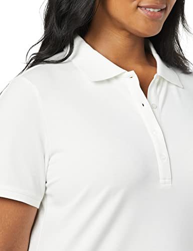 Amazon Essentials Women's Short-Sleeve Polo Shirt (Available in Plus Size), White, XX-Large