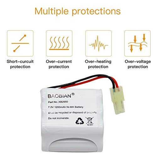 BAOBIAN XB2950 7.2V 1200mAh Ni-Mh Battery Pack Compatible with Shark V2950 V2950A V2945Z V2945 Floor & Carpet Sweeper