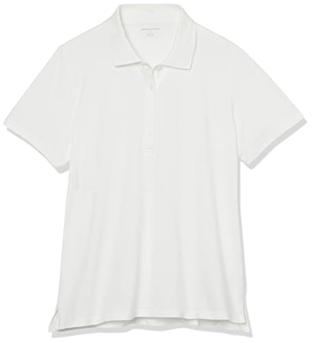 Amazon Essentials Women's Short-Sleeve Polo Shirt (Available in Plus Size), White, XX-Large