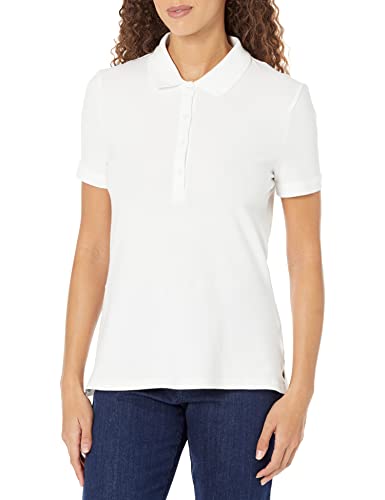 Amazon Essentials Women's Short-Sleeve Polo Shirt (Available in Plus Size), White, XX-Large