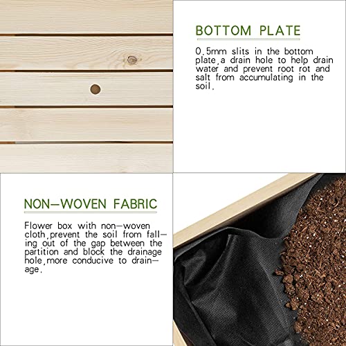 BIRASIL Outdoor Raised Garden Bed, Wood Planter Box for Vegetable Flower, Elevated Reinforced Large Garden Planters Boxes for Backyard Patio Gardening Balcony (48.5”L, Natural Wood)