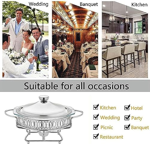 Chef Chafing Dish Buffet Set, Stainless Steel Chafer and Buffet Warmers Sets, Catering Buffet Mini Hot Pot Outdoor Picnic Household (Silver)