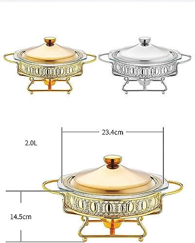 Chef Chafing Dish Buffet Set, Stainless Steel Chafer and Buffet Warmers Sets, Catering Buffet Mini Hot Pot Outdoor Picnic Household (Silver)