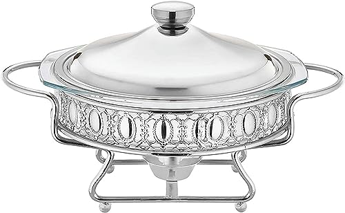 Chef Chafing Dish Buffet Set, Stainless Steel Chafer and Buffet Warmers Sets, Catering Buffet Mini Hot Pot Outdoor Picnic Household (Silver)