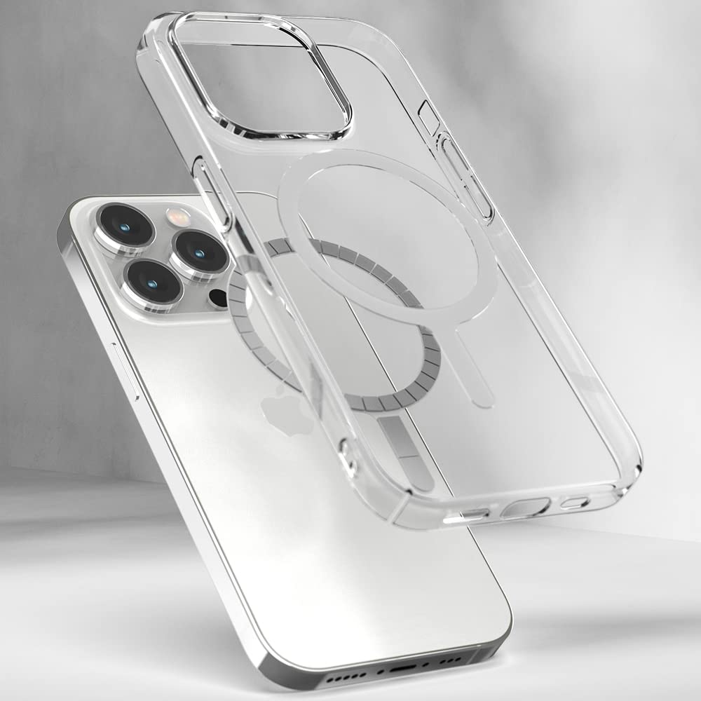 Sinjimoru iPhone 13 Mini Ultra Thin Clear Phone Cover for MagSafe Case, Non Yellowing Strong Magnetic Slim Fit Cell Phone Case Crystal Clear for iPhone 13 Mini. M-AiroFit Basic