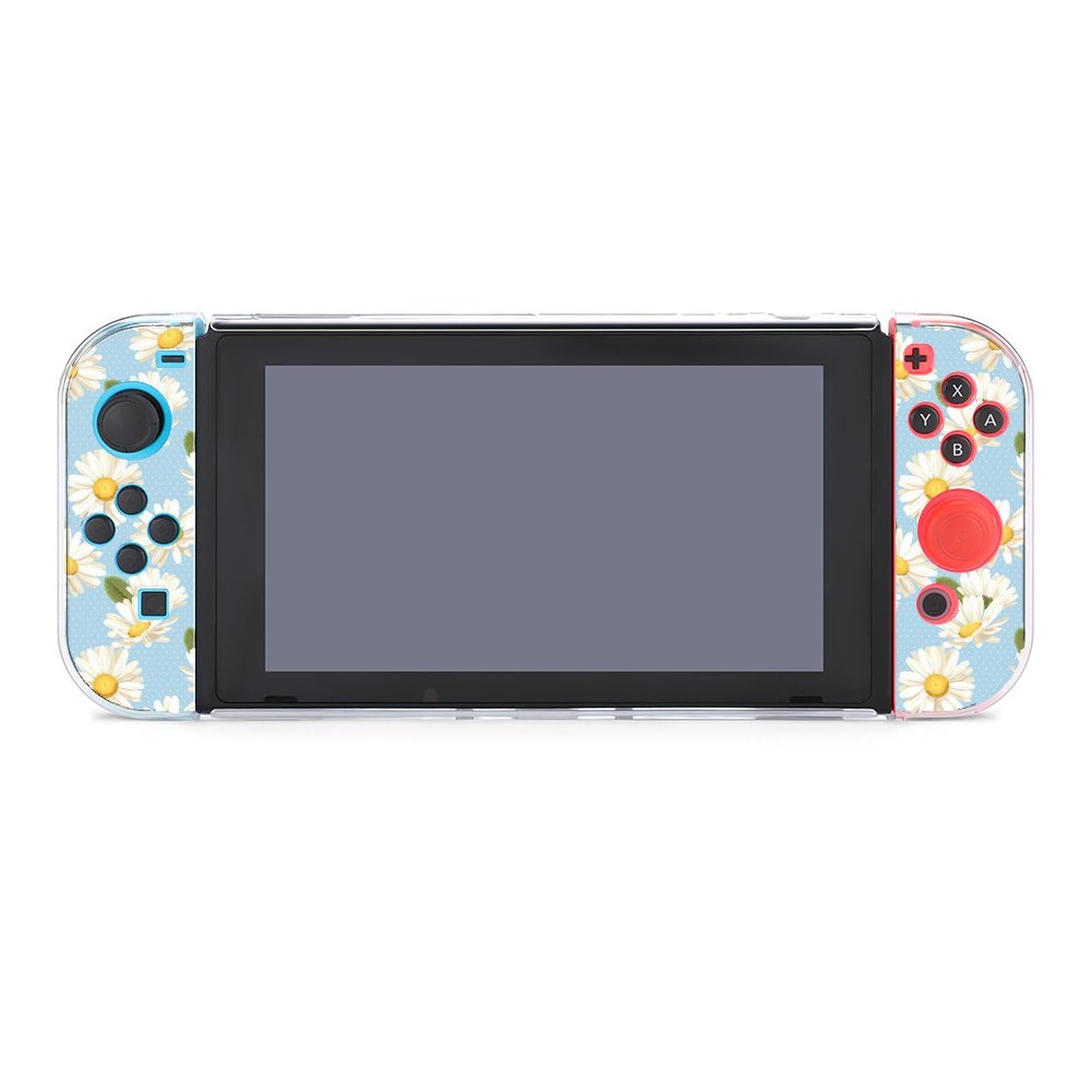 Camomile and Polka Dot Printed Protective Case Cover Compatible with Switch Game Console Controller with Holder Stand