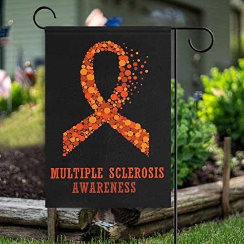 Multiple Sclerosis Awareness Garden Flag 12x18 Inches Vertical Outdoor-Double Sided Small Yard Welcome Flags Support Inspirational Survivor Ribbon Prevention Cancer House Flag Decorations
