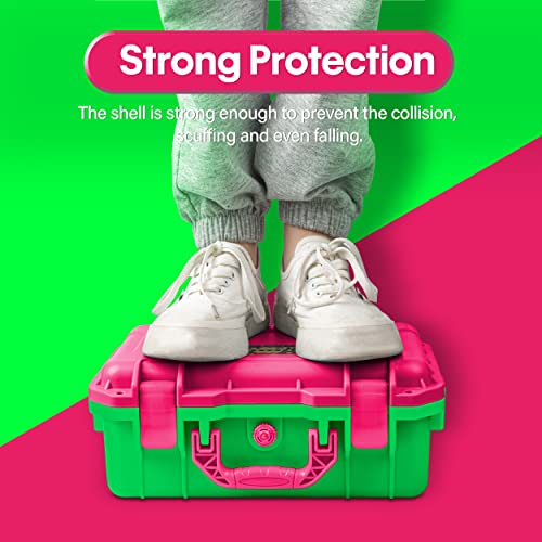 DEVASO Case for Nintendo Switch, Deluxe Hard Carry Case Waterproof Protective Portable Switch Protective Case Cover for Nintendo Switch Console and Other Accessories, Pink and green., Suitcase