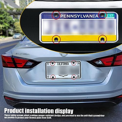 Hawyet 20 PCS American Standard License Plate Frame Screw Accessories, Car License Plate Frame Screw Kit, License Plate Screw Buckle Matching Screws, Suitable for Most Models (Black)