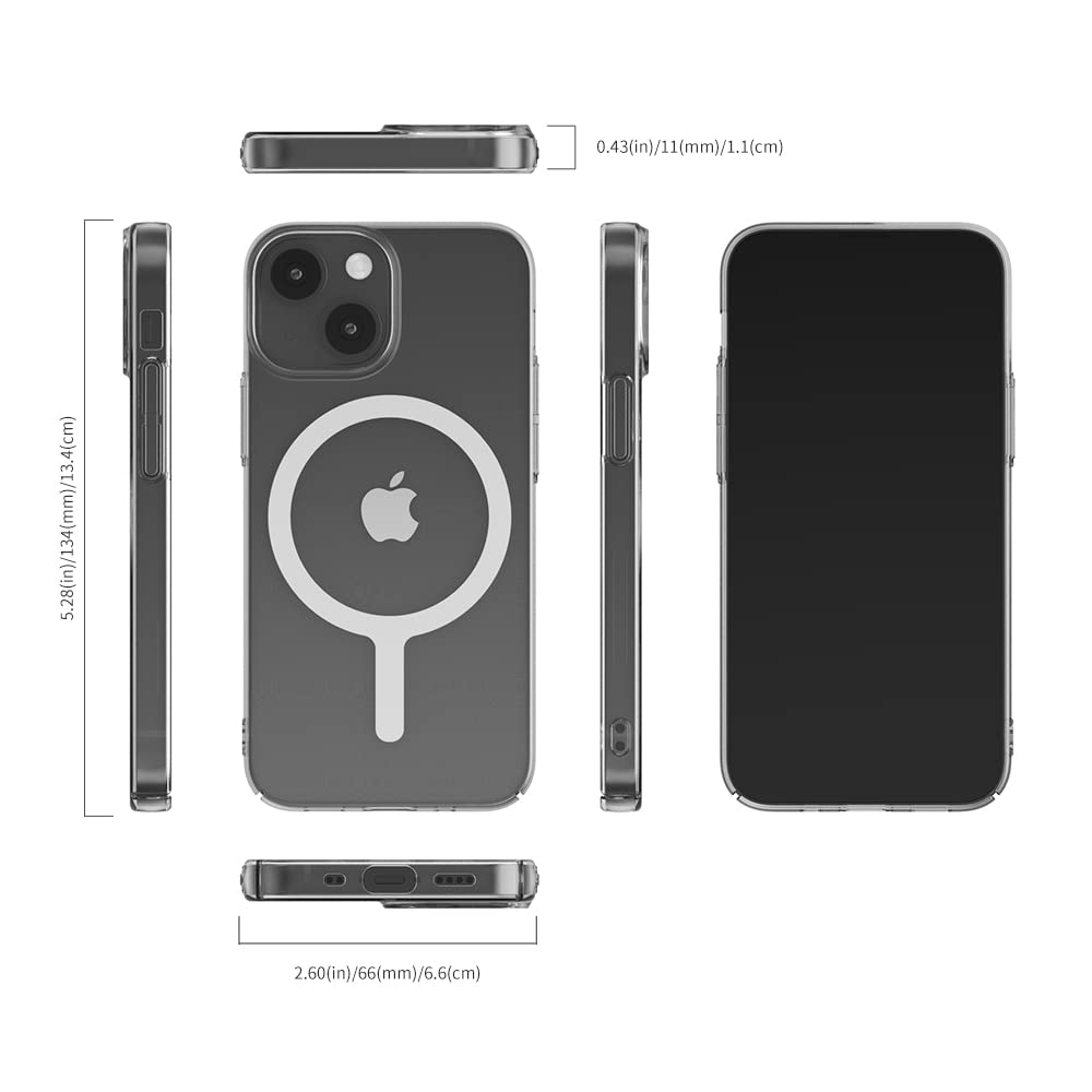 Sinjimoru iPhone 13 Mini Ultra Thin Clear Phone Cover for MagSafe Case, Non Yellowing Strong Magnetic Slim Fit Cell Phone Case Crystal Clear for iPhone 13 Mini. M-AiroFit Basic