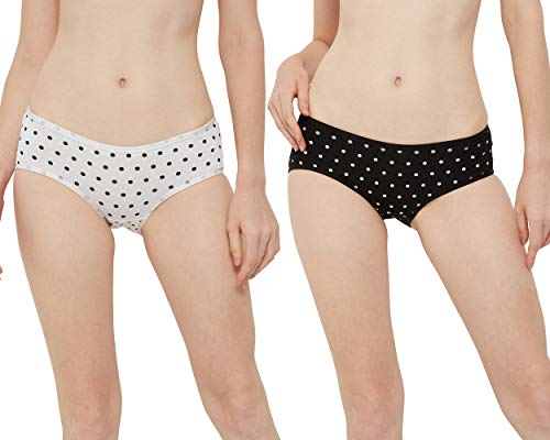 INNERSY Womens Underwear Cotton Hipster Panties Regular & Plus Size 6-Pack(X-Large,Solid Colors and Polka Dot)