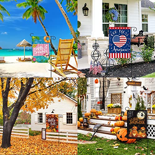 WATINC 12Pcs Seasonal Garden Flags Burlap Vertical Double Sided Happy Halloween Thanksgiving Merry Christmas Hello Spring Summer Fall Winter Party Decorations House Flag for Lawn Yard 12 x 18 Inch