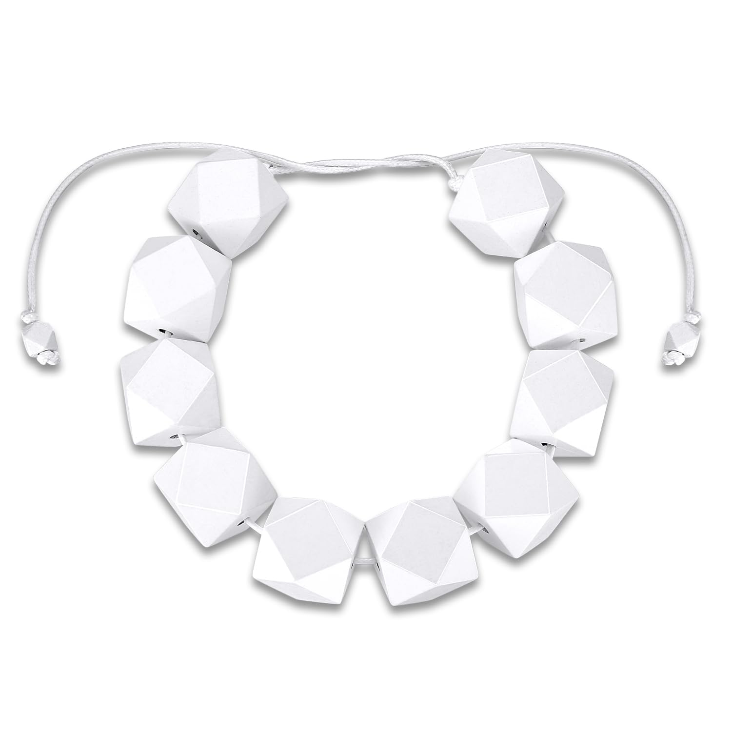 White Beaded Necklace Rock Bone Choker Chunky Costume Pebble Chokers White Statement Necklaces Bones Beads Halloween Costumes for Women Big Large Bead Cosplay Mardi Gras Accessories Carnival Short