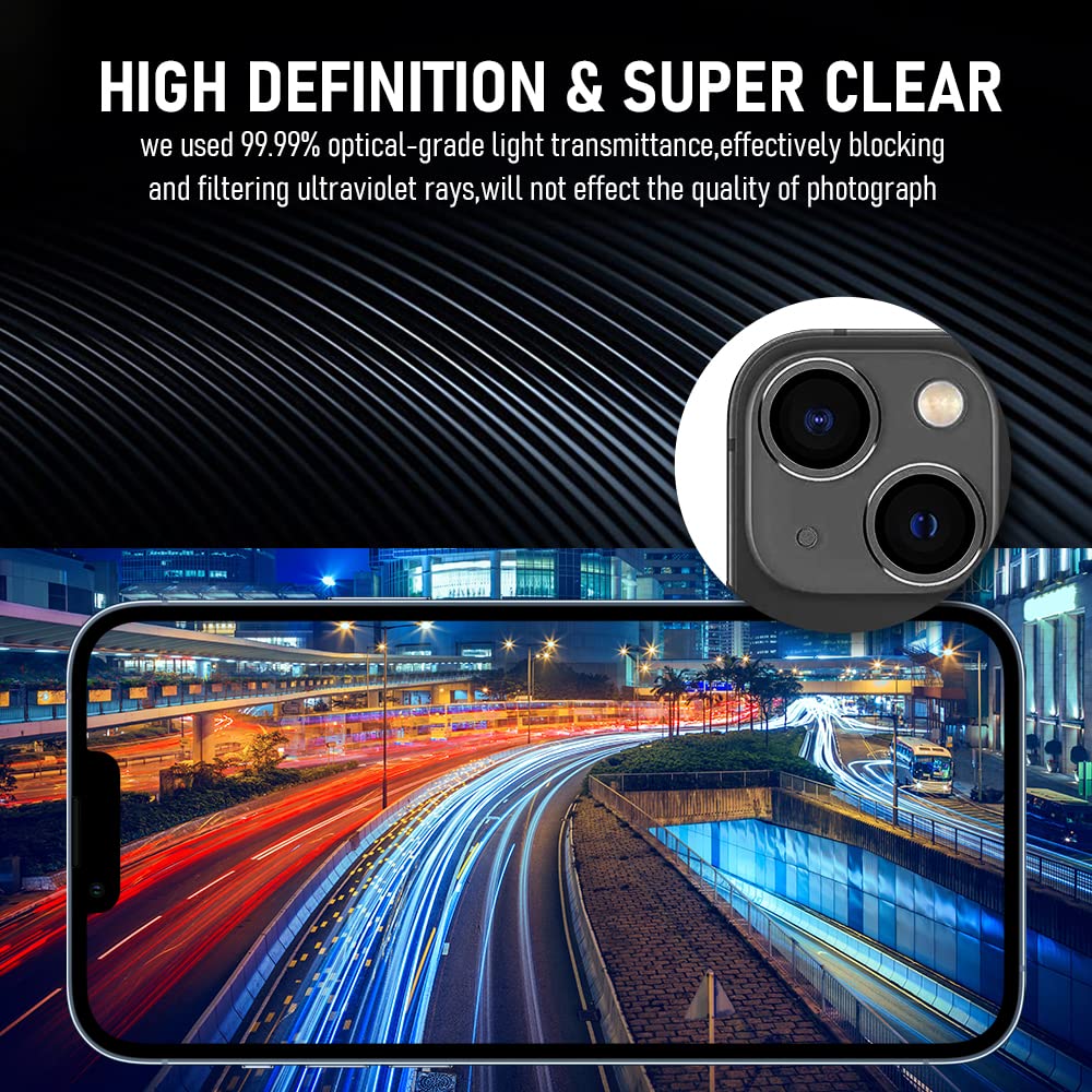 GGOOIG 2-Pack for iPhone 13/13 Mini Camera Lens Protector, 9H Tempered Glass + Aluminum Alloy Ring Cover