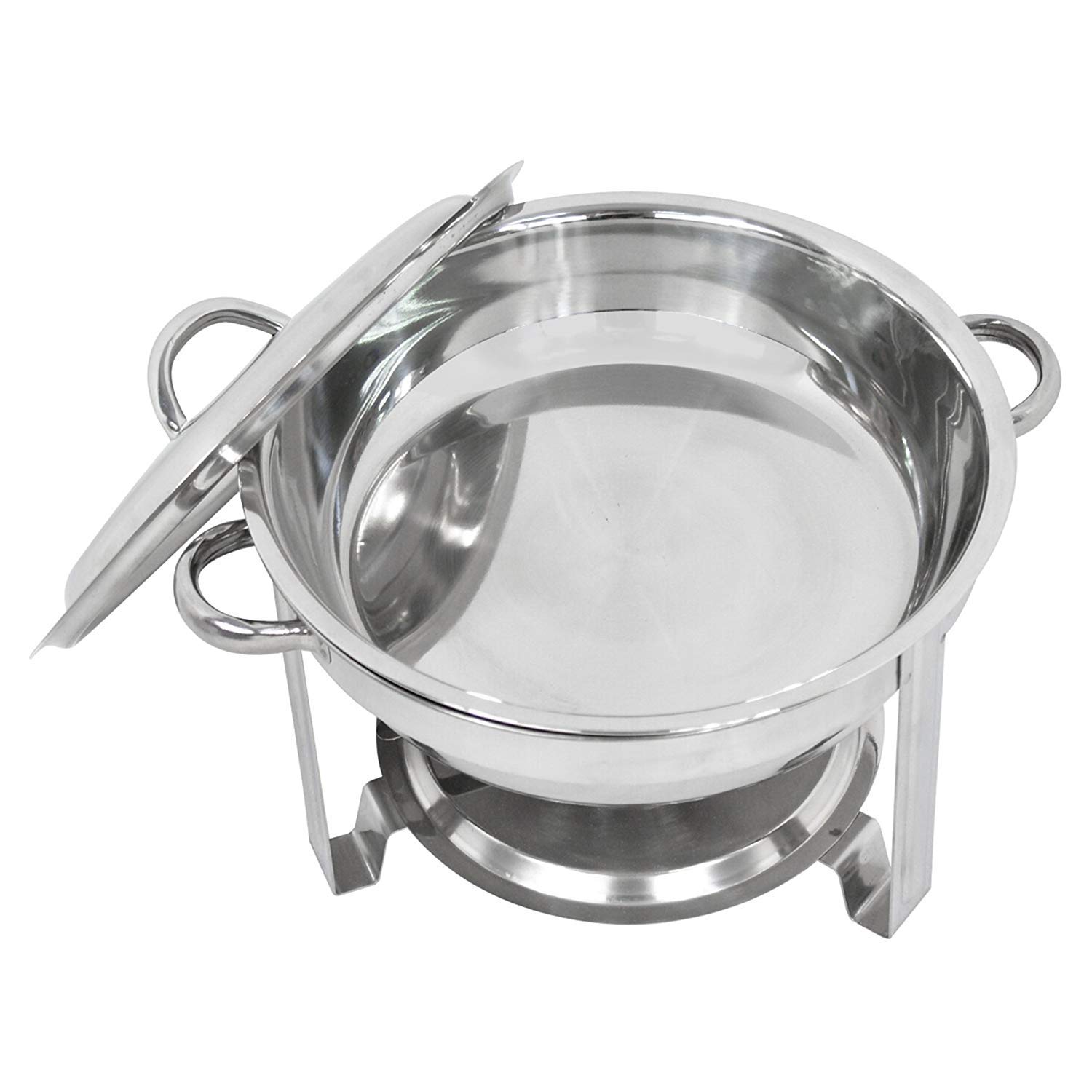 A Uniquely Designed Frame, Easy To Store And Clean 6-Pack Round Chafing Dish Buffet Chafer Warmer Set W/Lid 5 Quart,Stainless Steel