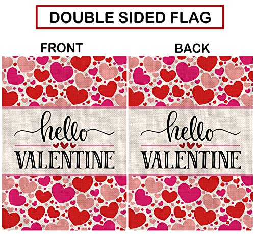 Valentines Day Garden Flag Love Heart Valentines Garden Flag Anniversary Wedding Home Vertical Burlap Double Sided Yard Outdoor Decor 12.5 x 18 Inch