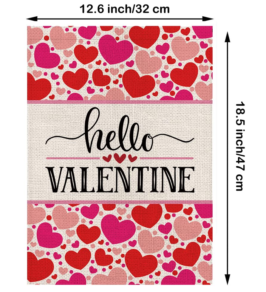 Valentines Day Garden Flag Love Heart Valentines Garden Flag Anniversary Wedding Home Vertical Burlap Double Sided Yard Outdoor Decor 12.5 x 18 Inch