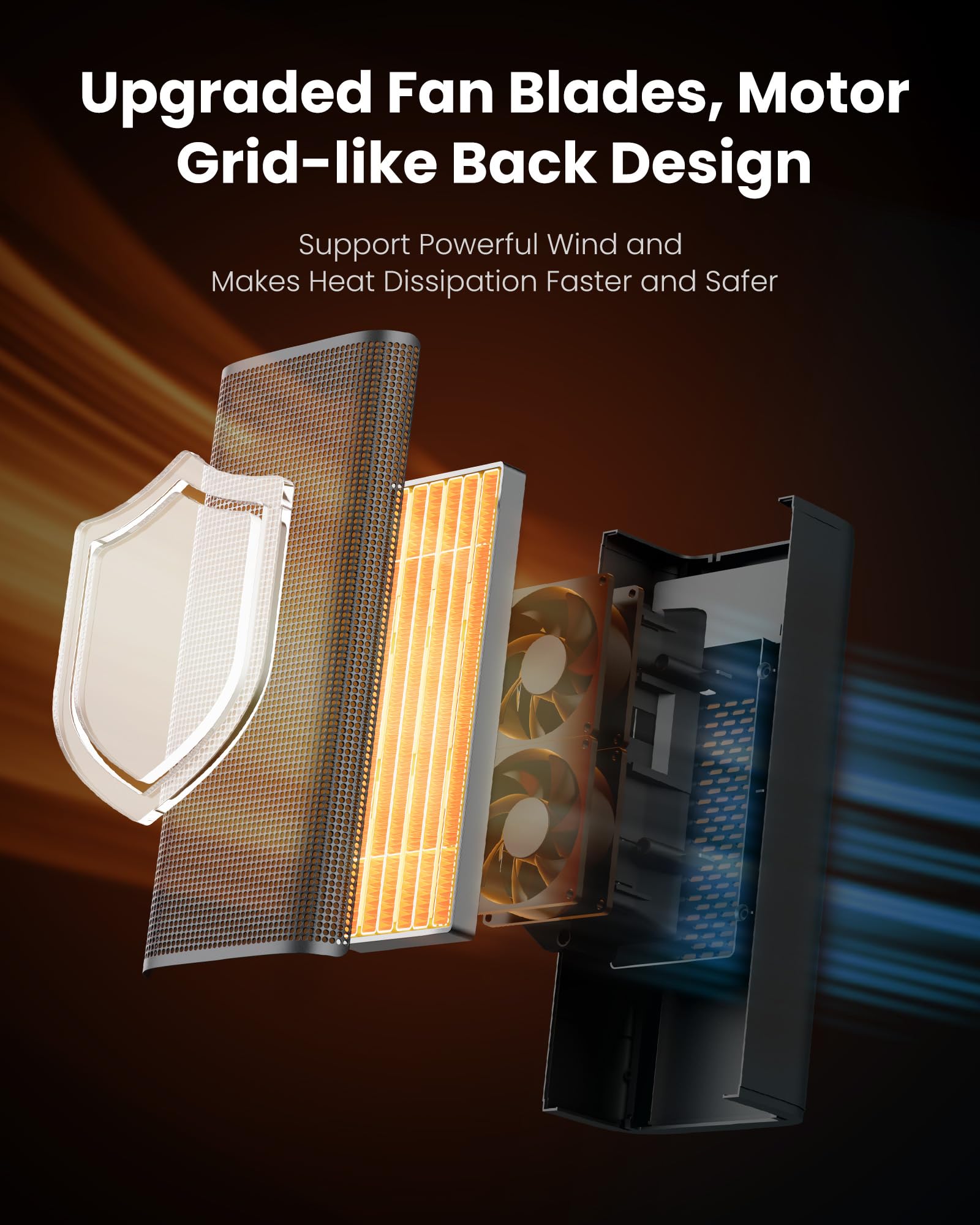 GAIATOP Space Heaters for Indoor Use, 1500W Portable Electric Heater, Quiet PTC Ceramic Heat with Thermostat, 5 Modes, Remote, 60° Oscillating, 12Hrs Timer, Powerful Wind for Bedroom Office Home