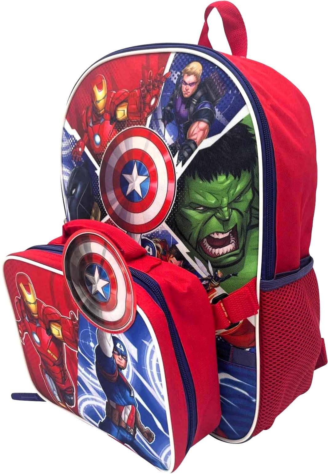 Fast Forward Kid's Licensed POP-OUT 16" Backpack With Lunch Box Combo Set (Avengers)