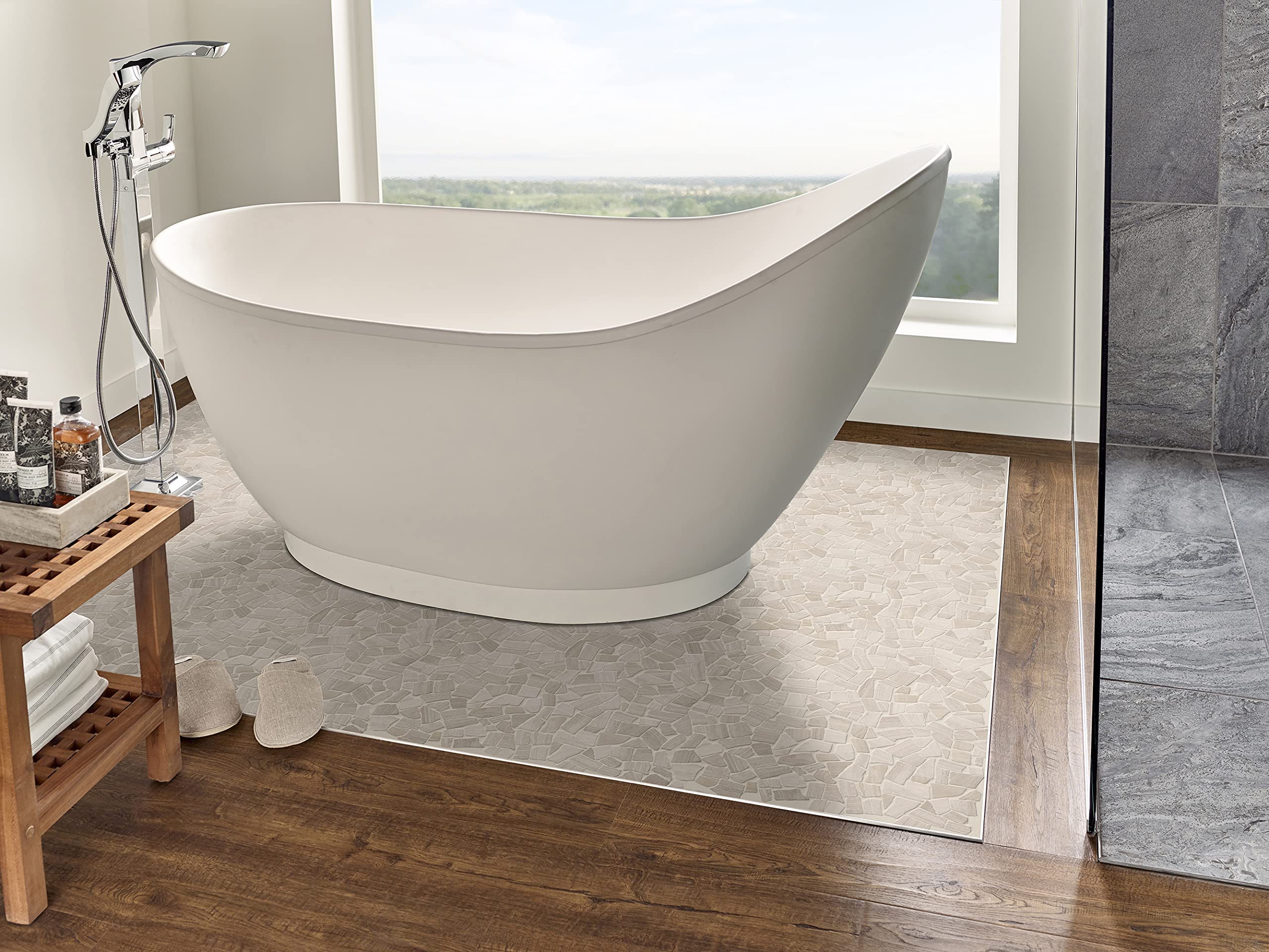 MSI White Pebbles Tumbled Tile, 11.42 in. X 11.42 in.,White, 10 Piece for Bathroom, Kitchen Backsplash, Accent Wall Tile, and Shower Wall Tile