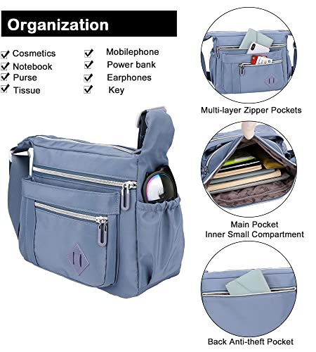 BASICPOWER Crossbody Bag Purse for Women, Multiple Pockets Lightweight Waterproof Shoulder Bags Travel Tote Handbag