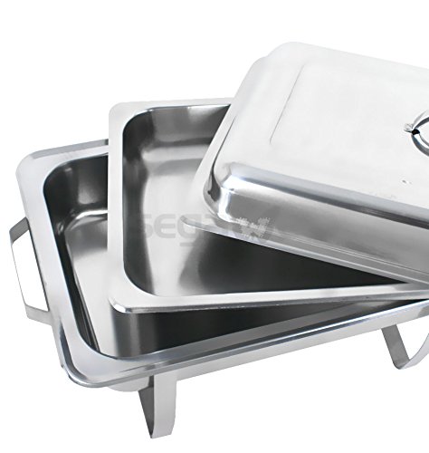 Elegant Design Durable Frame 4 PACK CATERING STAINLESS STEEL Welded CHAFER CHAFING DISH SET 8 Quart PARTY PACK Buffets, Hotel Breakfast Area, Brunches, Wedding Banquets Mirror Dripless Water Pan