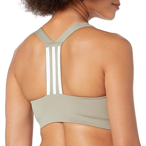 adidas Women's Powerimpact Training Medium-Support Bra, Silver Pebble/White, Large DD
