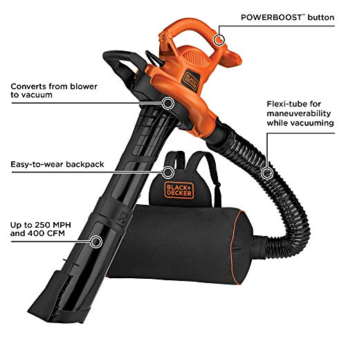 BLACK+DECKER Leaf Blower/Vacuum with Easy-Fit All Purpose Glove (BEBL7000 & BD505L)