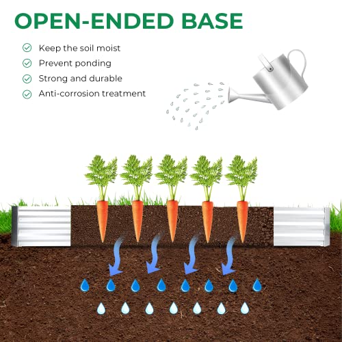 iPower Galvanized Raised Garden Bed Kit Adjustable Size Thickened Metal Planter Box Outdoor for Flowers Vegetables and Herb, 8x4x1ft, 8 x 4ft, Silver