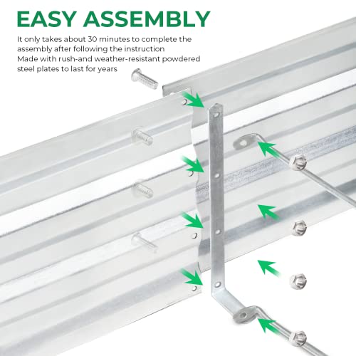 iPower Galvanized Raised Garden Bed Kit Adjustable Size Thickened Metal Planter Box Outdoor for Flowers Vegetables and Herb, 8x4x1ft, 8 x 4ft, Silver