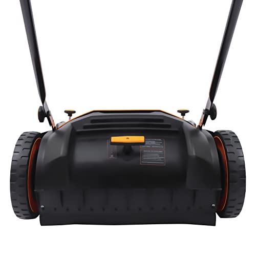 Outdoor Hand Push Floor Sweeper - 14.53 Gallon Capacity, 41.3" Sweeping Width Walk-Behind Sweeper, Sweeps 39,000 Square Feet/Hour, Industrial Floor Sweeper with Two Brooms