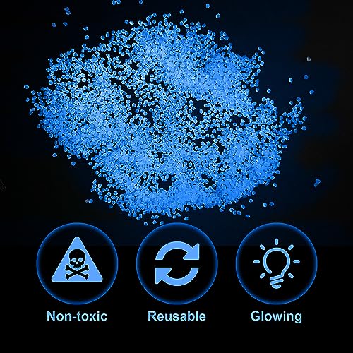 Oubest Glow in The Dark Rocks Outdoor Decorations 17.6oz Glowing Gravel Small Pebbles Decor for Garden Fish Tank Aquarium Planter Walkway - White