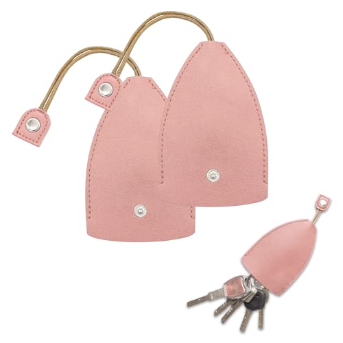 Hawyet 2 Pack Car Key Protection Case, PU Leather Pull-out Remote Control Storage Bag, Universal for Most Car Models (Pink)
