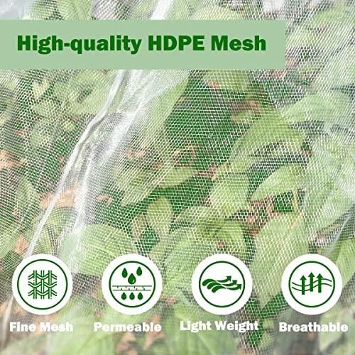 Garden Mesh Netting Kit,8x12 Ft Plant Protection Mesh Netting with 15pcs Greenhouse Garden Hoops,Ultra Fine Mesh Netting Cover for Vegetable Plants,Pest Animals Birds Barrier Garden Netting Kit