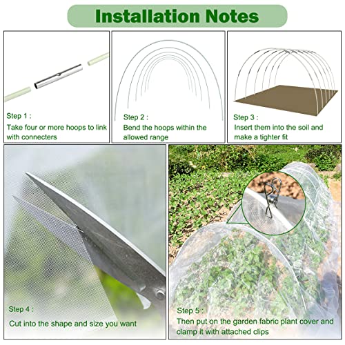 Garden Mesh Netting Kit,8x12 Ft Plant Protection Mesh Netting with 15pcs Greenhouse Garden Hoops,Ultra Fine Mesh Netting Cover for Vegetable Plants,Pest Animals Birds Barrier Garden Netting Kit