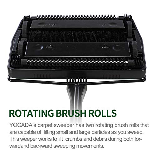 Yocada Carpet Sweeper Cleaner for Home Office Low Carpets Rugs Undercoat Carpets Pet Hair Dust Scraps Paper Small Rubbish Cleaning with a Brush Green