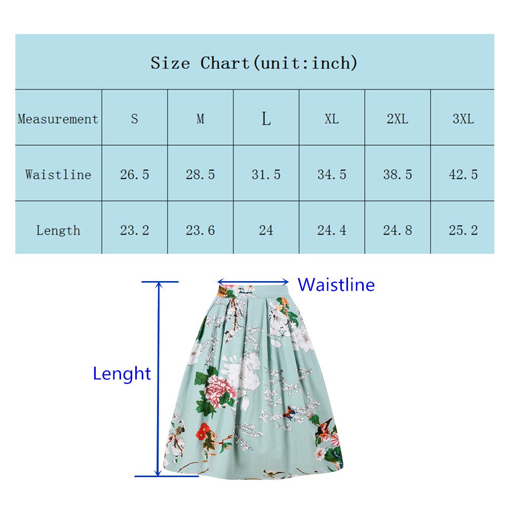 Taydey A-Line Pleated Vintage Skirts for Women (XL, Y-Red Polka dot)