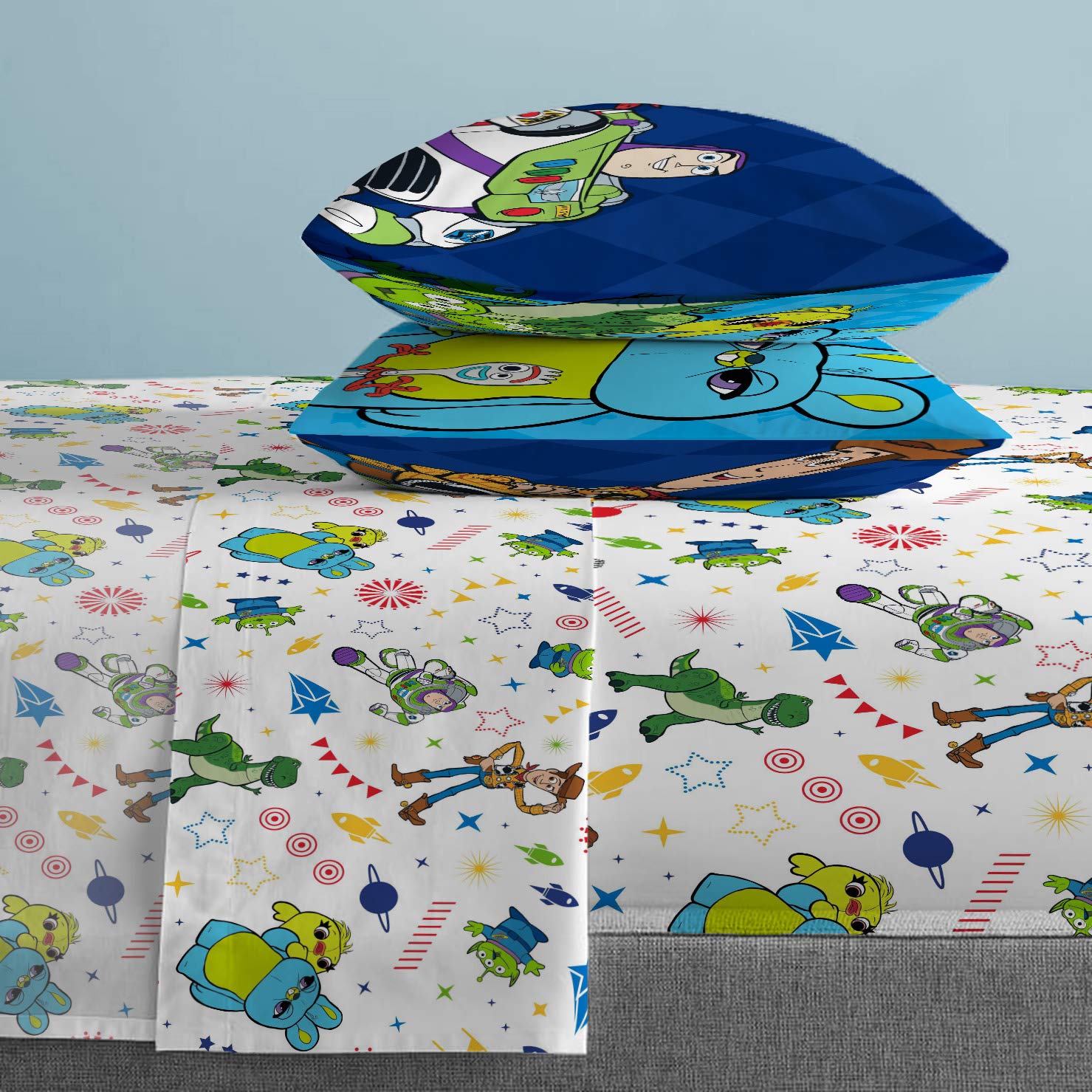 Jay Franco Disney Toy Story Buzz & Woody Full Sheet Set - 4 Piece Set Super Soft and Cozy Kid’s Bedding - Fade Resistant Microfiber Sheets (Official Disney Product)