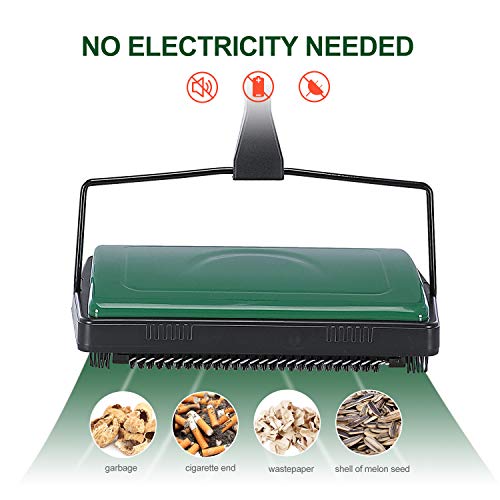 Yocada Carpet Sweeper Cleaner for Home Office Low Carpets Rugs Undercoat Carpets Pet Hair Dust Scraps Paper Small Rubbish Cleaning with a Brush Green