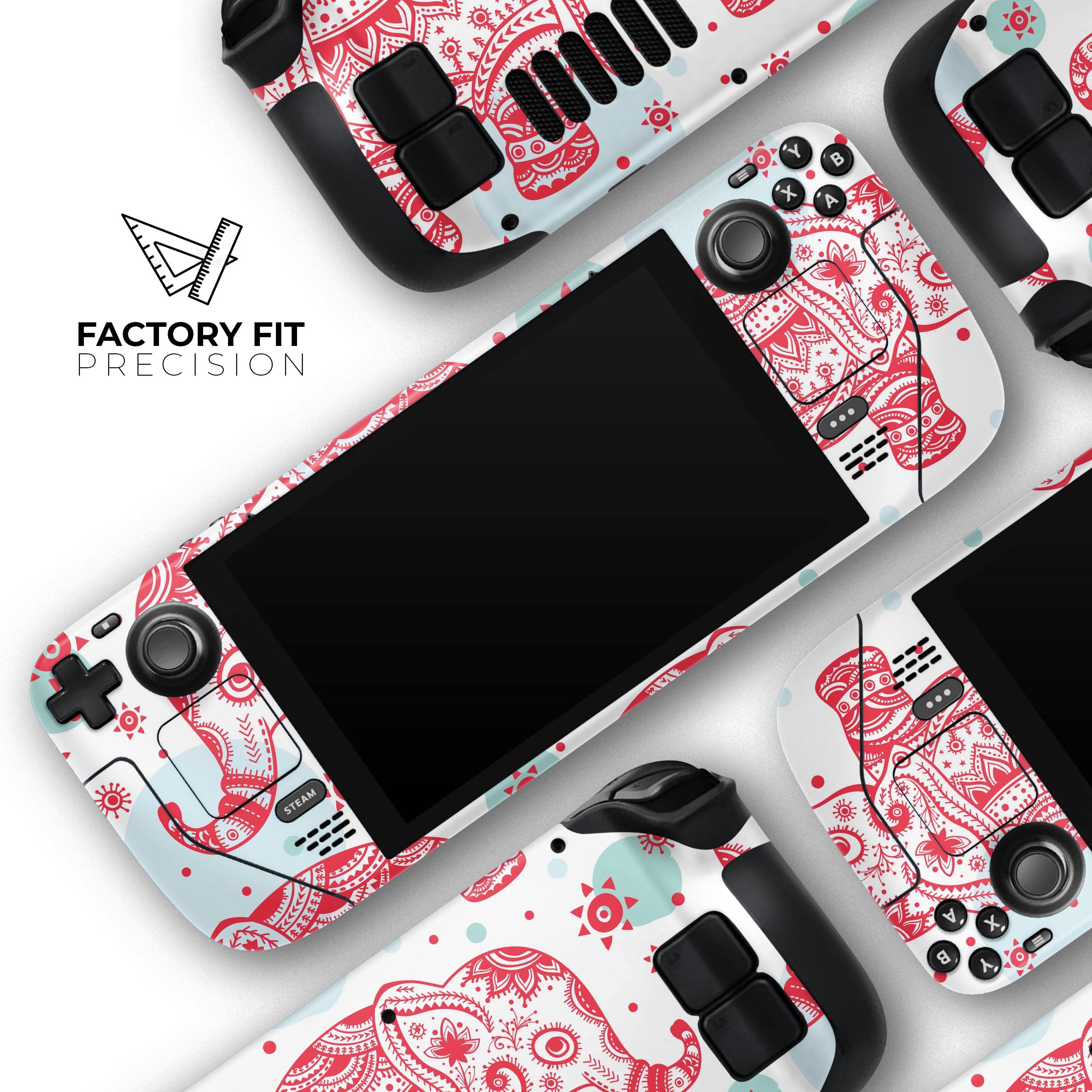DesignSkinz - Compatible with Steam Deck - PC Skin Decal Protective Scratch Resistant Vinyl Wrap Gaming Cover - Sacred Red Elephant and Polkadots