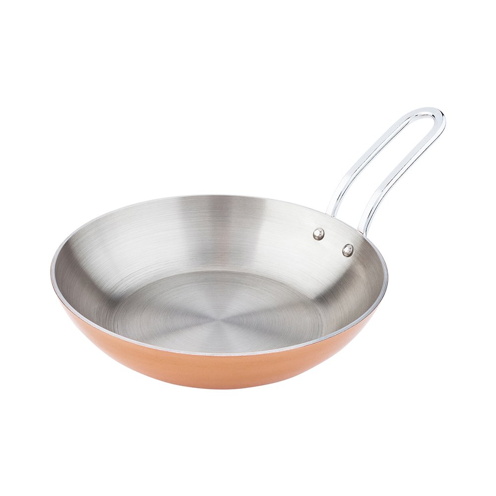 Restaurantware 6.5 Inch Mini Skillet 1 Curved Cooking Skillet - Stain Resistant With Handle Copper Stainless Steel Frying Skillet Dishwasher Safe For Meals Or Desserts