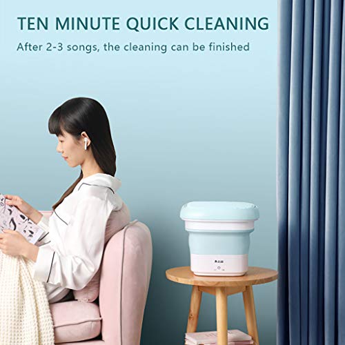 ZKU 2020 Upgraded Portable Washing Machine, Folding Automatic Laundry Machine, Turbine Washer, USB Cable, Low Noise, Mini Washing Machine for Camping, Dorms,Apartments, Business Trip - Blue