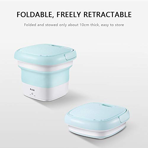 ZKU 2020 Upgraded Portable Washing Machine, Folding Automatic Laundry Machine, Turbine Washer, USB Cable, Low Noise, Mini Washing Machine for Camping, Dorms,Apartments, Business Trip - Blue