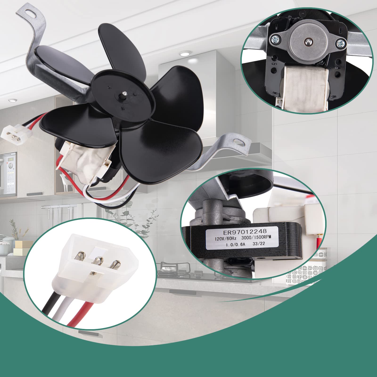 97012248 Range Hood Fan Motor Replacement for AP4527731,99080492,99080533,99080363,99080410,1172615,97005161,Compatible with Kenmore & Broan